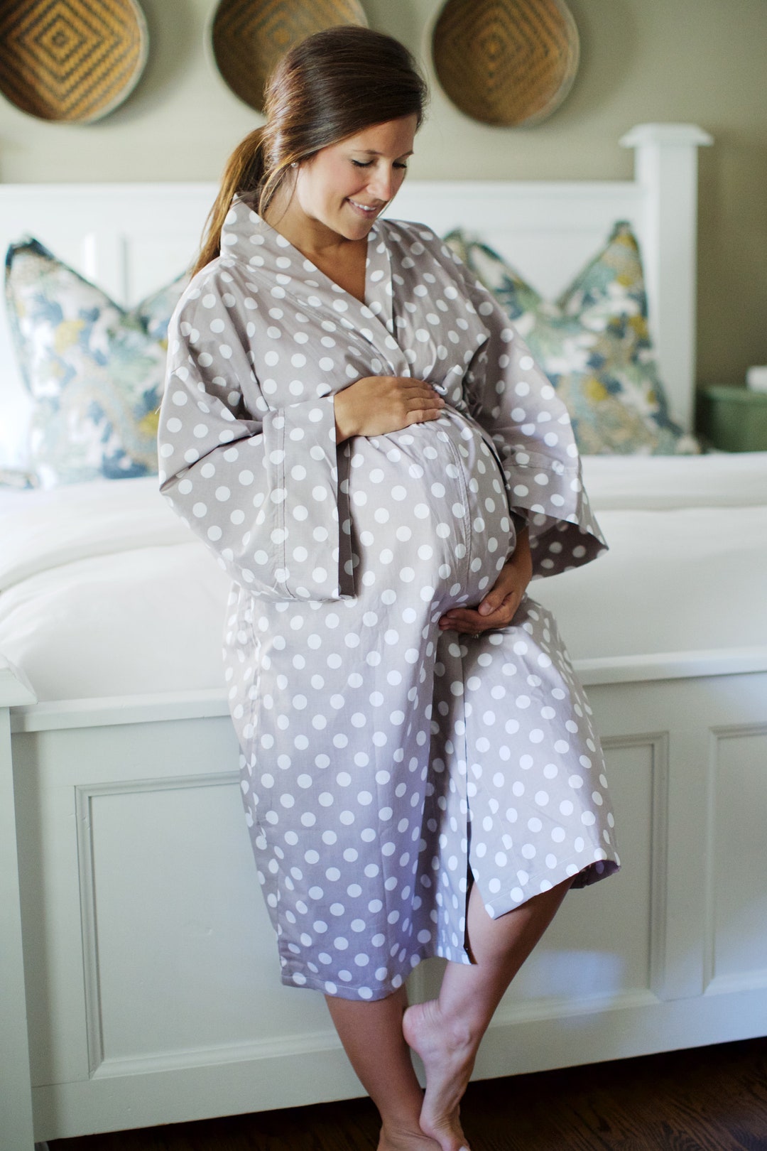 Maternity Robe - Super Soft Cotton - Darling on Expecting Moms - Navy ...
