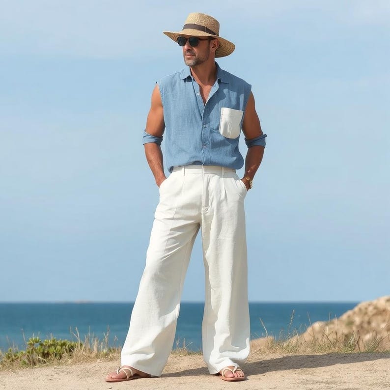 Men's Palazzo Linen Trousers Sewing Pattern: Sizes 36-56 (A4, A0 ...