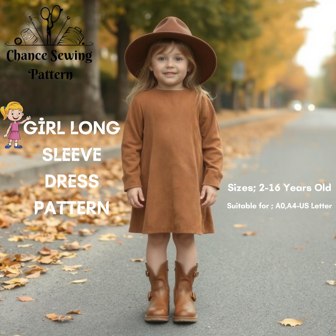 Girl Long Sleeve Dress Pattern,kids Sewing Pattern,baby Clothes Sewing ...