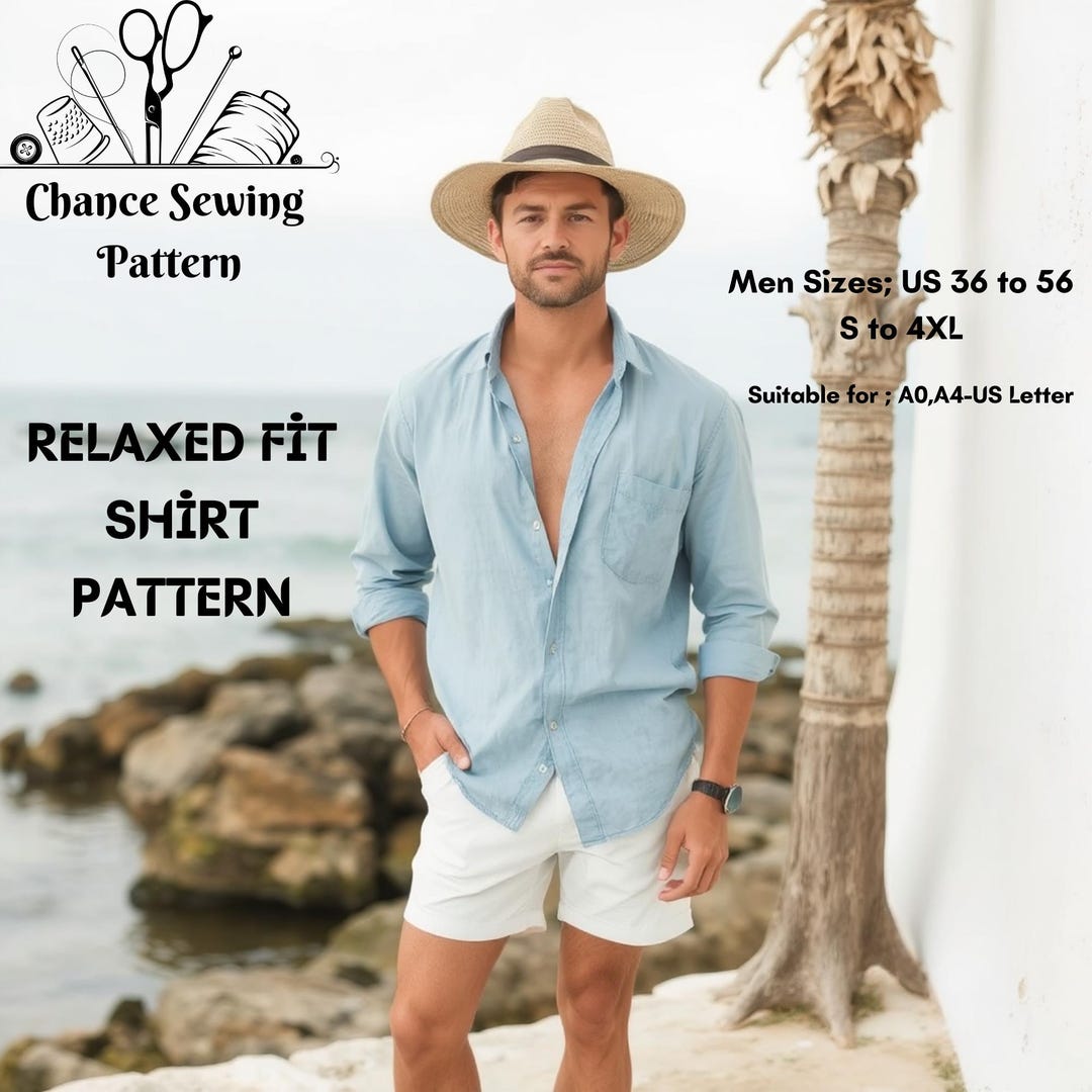 Relaxed Fit Shirt Pattern,men Linen Shirt Pattern Sewing, Linen Shirt ...