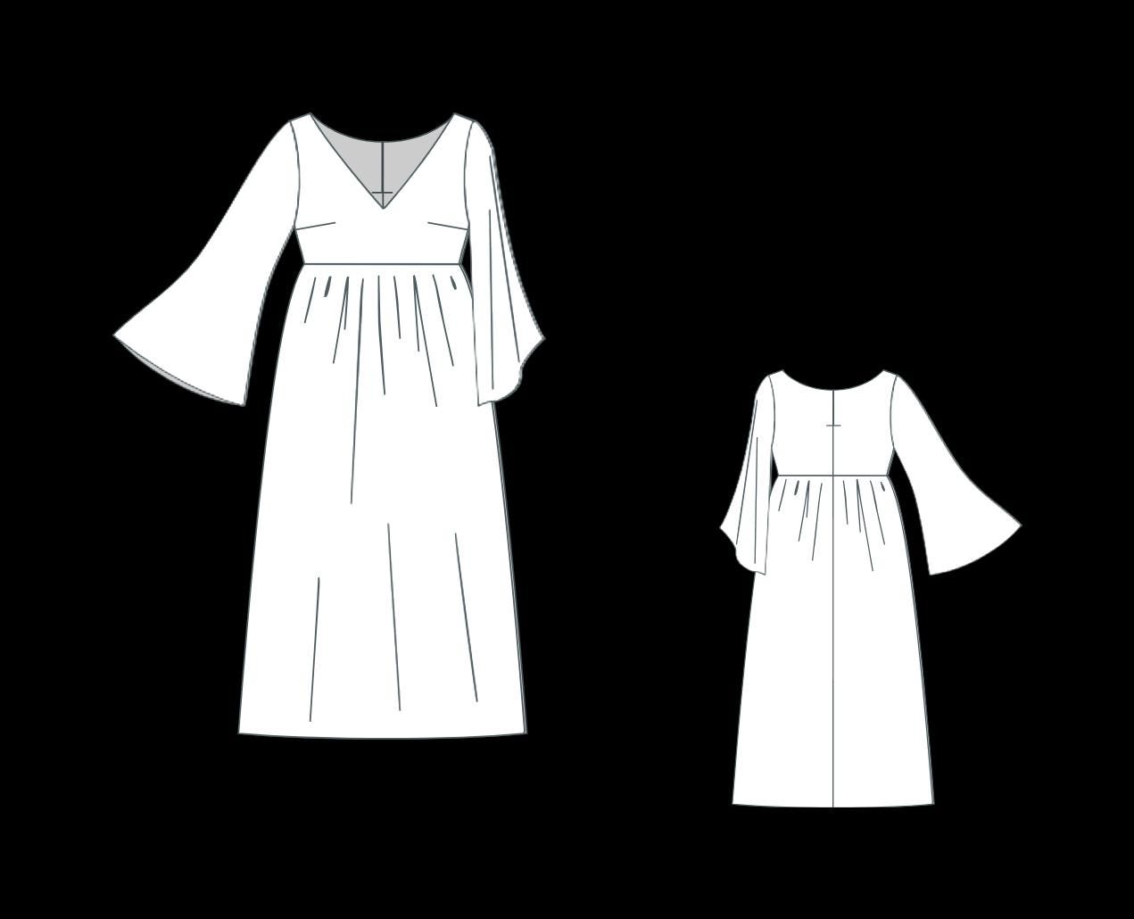 Bell Sleeve Maternity Dress Sewing Pattern: US Sizes 2-30 (digital ...
