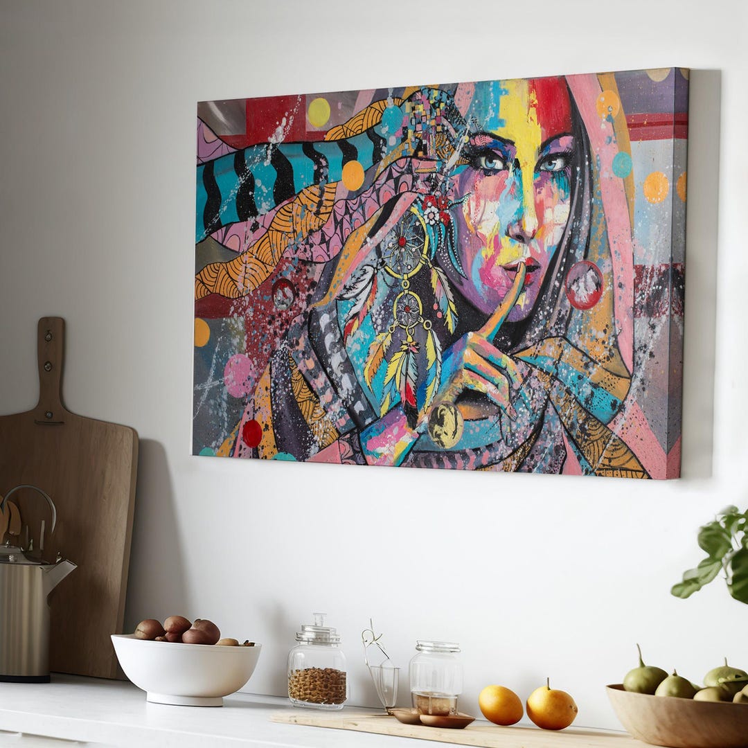 Protector Girl Portrait Oil Painting Look Decorative Canvas Wall Art ...