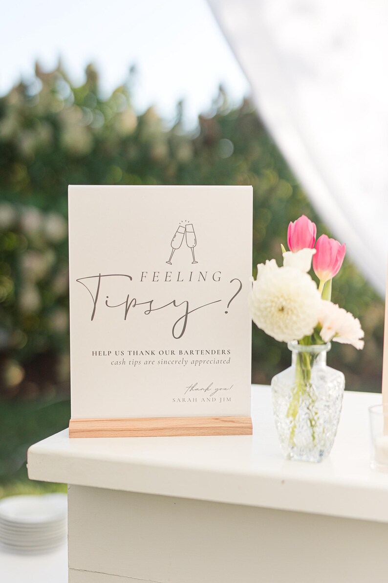 Feeling Tipsy Tip the Bartenders Sign for Weddings, Events, Etc. - Etsy