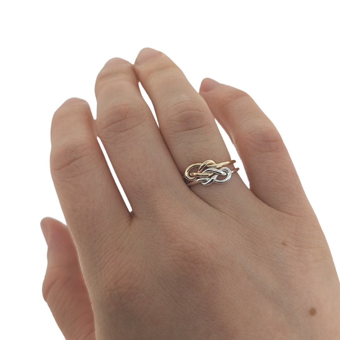 Mixed Metal Double Knot Figure 8 Ring Gold Filled & Sterling Silver ...