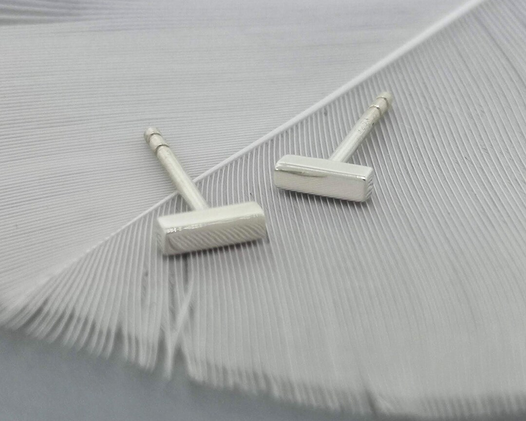 Cartilage Earring Bar, Sterling Silver Earrings, Tiny Edgy Stud ...