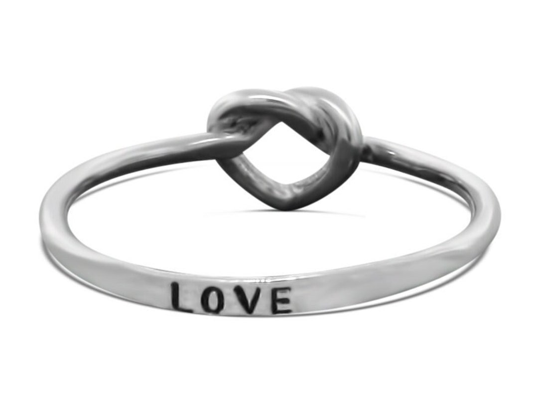 Custom Engraved Infinity Heart Knot Ring in Sterling Silver Ideal ...