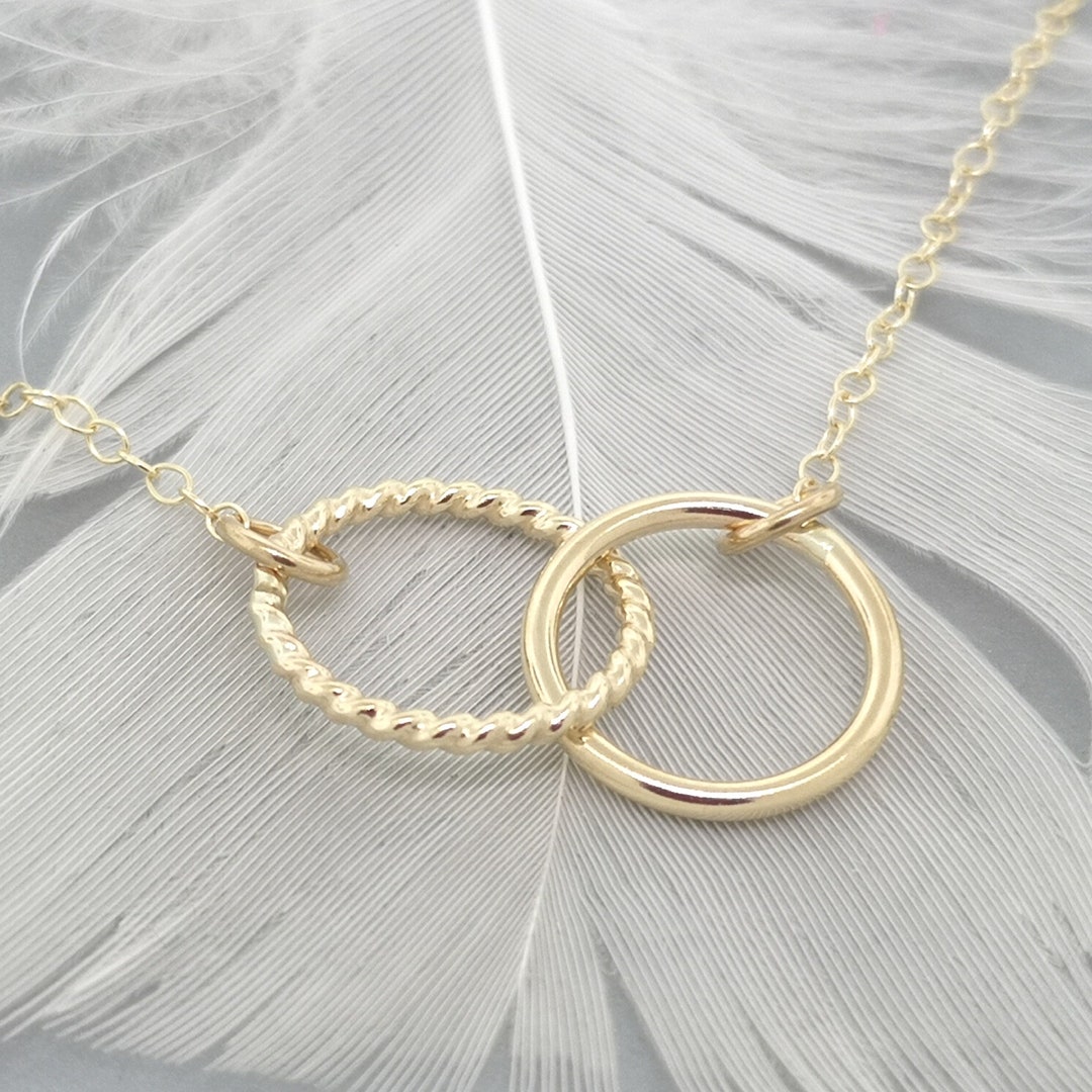 14k Gold Filled Eternity Circle Necklace - Interlocking Rings Karma ...