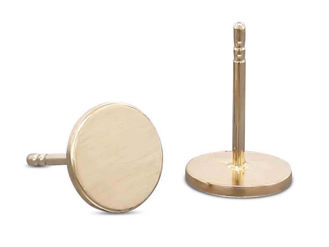 Solid 14k Gold Disc Stud Earrings Best Anniversary Gifts Tiny Circle Earrings Unique Prom ...