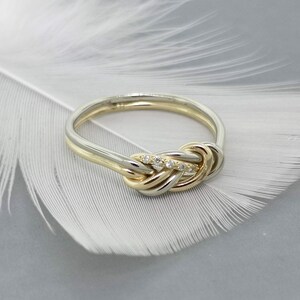 Two-tone 14K Gold Figure 8 Knot Diamond Engagement Ring - Etsy