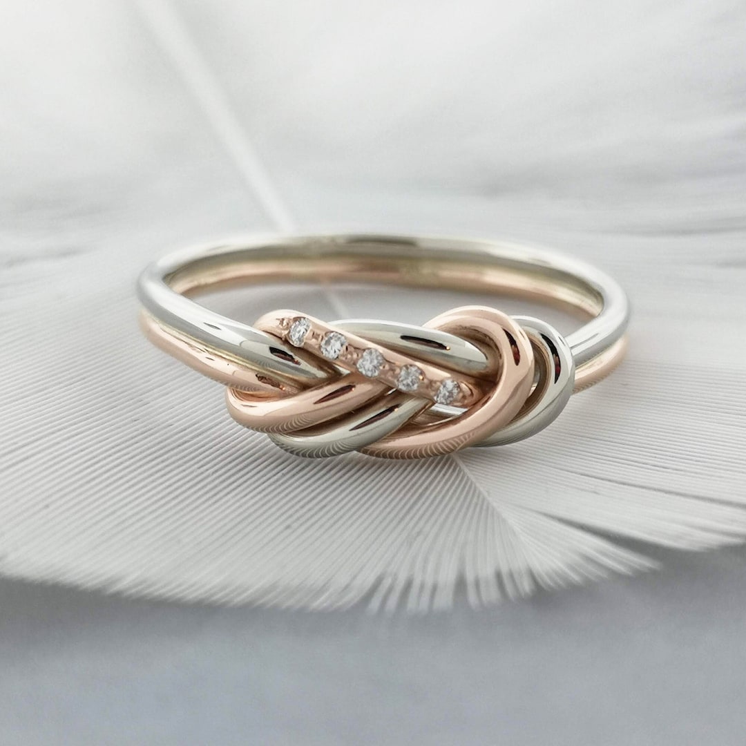 Two-tone 14K Gold Figure 8 Knot Diamond Engagement Ring - Etsy