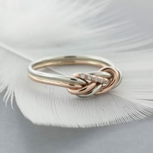 Two-tone 14K Gold Figure 8 Knot Diamond Engagement Ring - Etsy