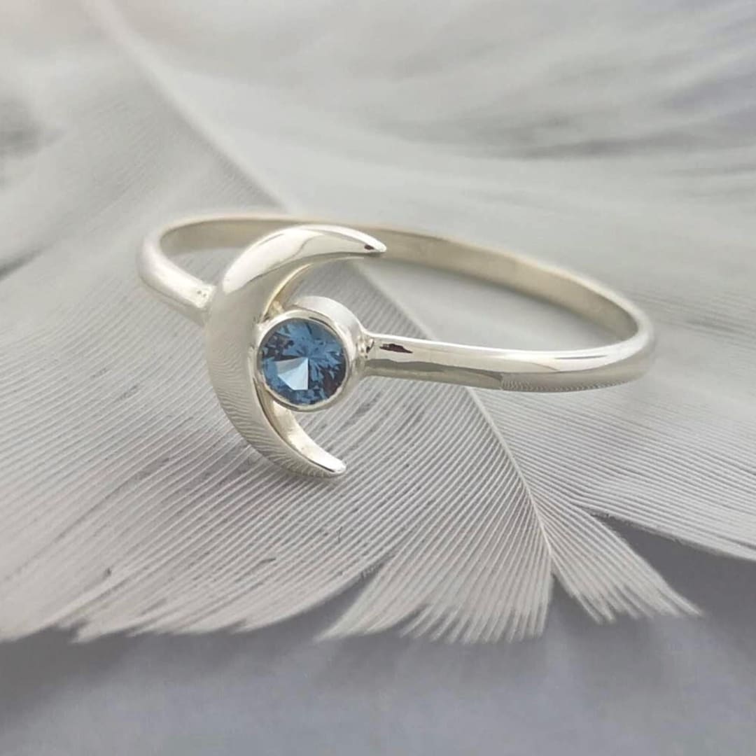 Moon Ring in Sterling Silver Best Birthstone Jewelry Gift for ...