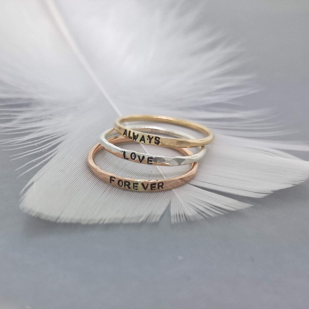 Stackable Engraved Rings Personalized Thumb Ring Sterling - Etsy