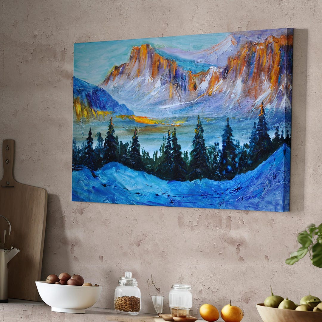 Mountain Forest Landscape Wall Painting, Nature Canvas Art, Landscape ...