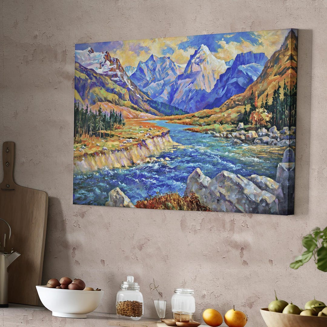 Caucasus Mountains View Oil Painting Style Decorative Canvas Art ...