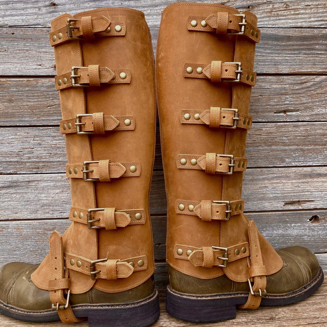 Tallest Leather Spats: Desert Tan Swiss Military Style Gaiters - Etsy