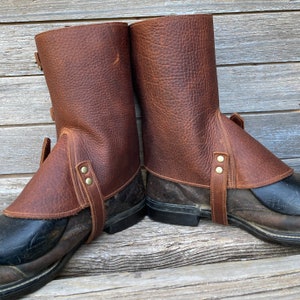 Swiss Military Style Gaiters or Spats in Reddish Brown Leather W ...