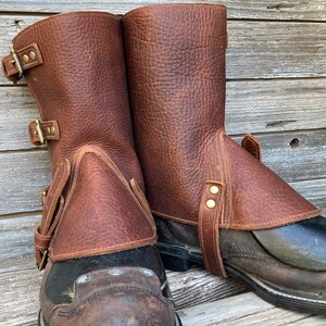 Swiss Military Style Gaiters or Spats in Reddish Brown Leather W ...