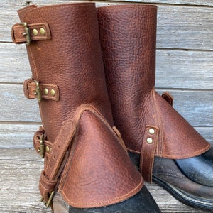 Swiss Military Style Gaiters or Spats in Reddish Brown Leather W ...