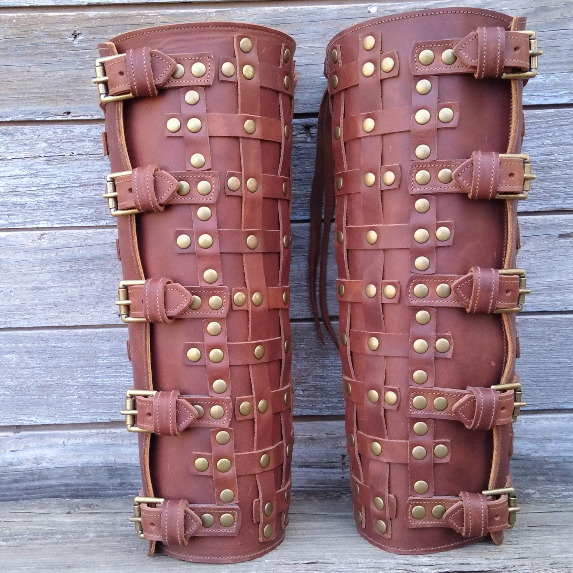 Brown Woven Leather Shin Guards, Shinguards, Greaves or Gaiters - Etsy