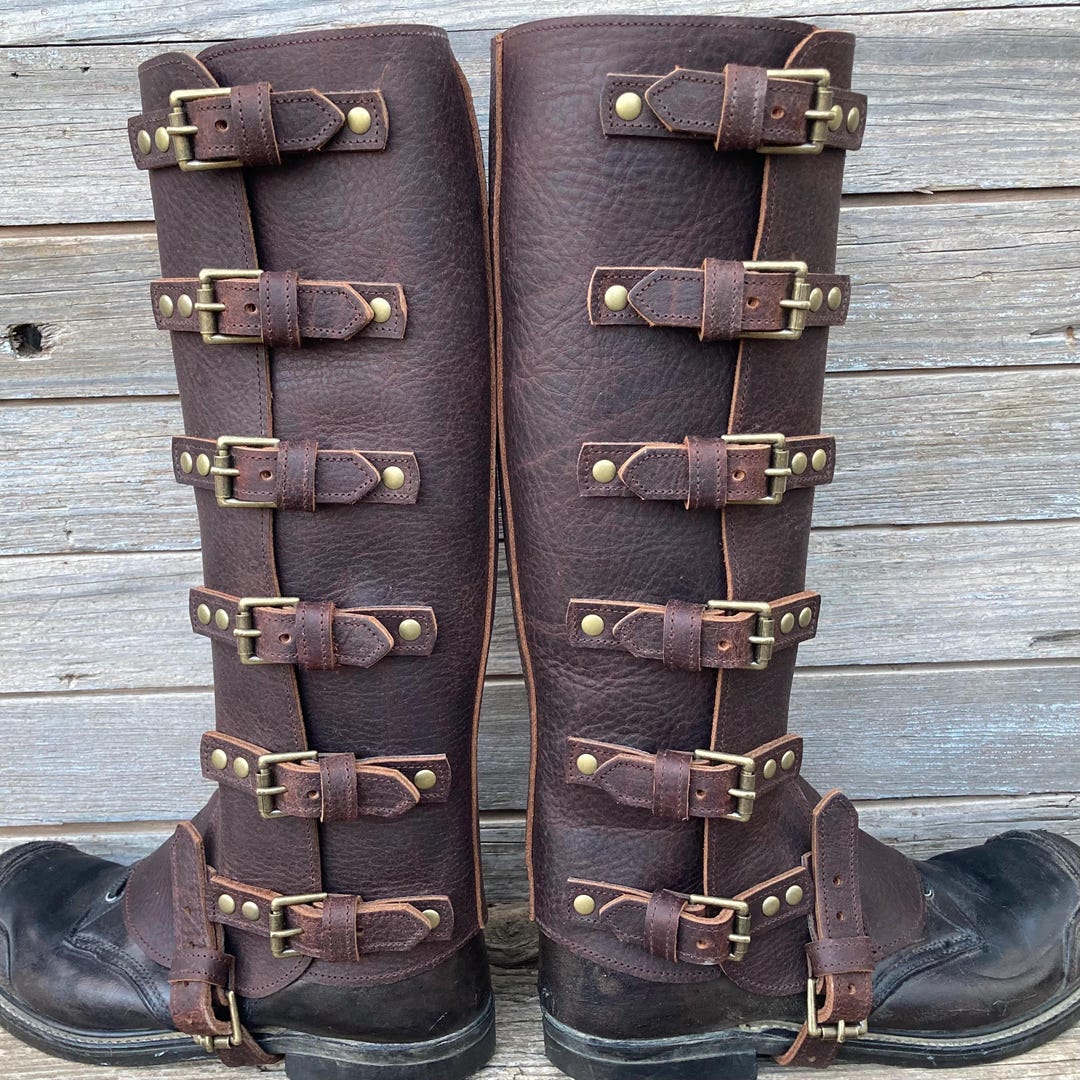 Tallest Swiss Military Style Gaiters or Spats in Dk Raisin Brown ...