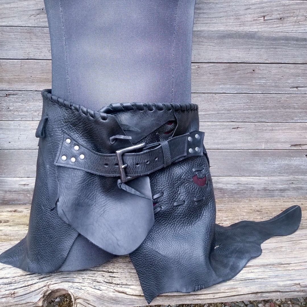 Primitive Tribal Black Wider Leather Belt Antiqued Nickel Hardware With ...