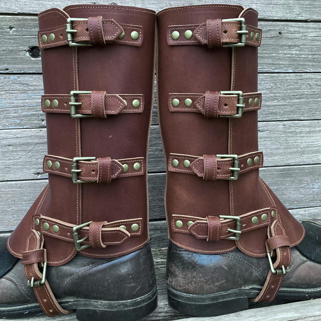 Taller Swiss Military Style Gaiters or Spats in Semi-gloss Brown ...