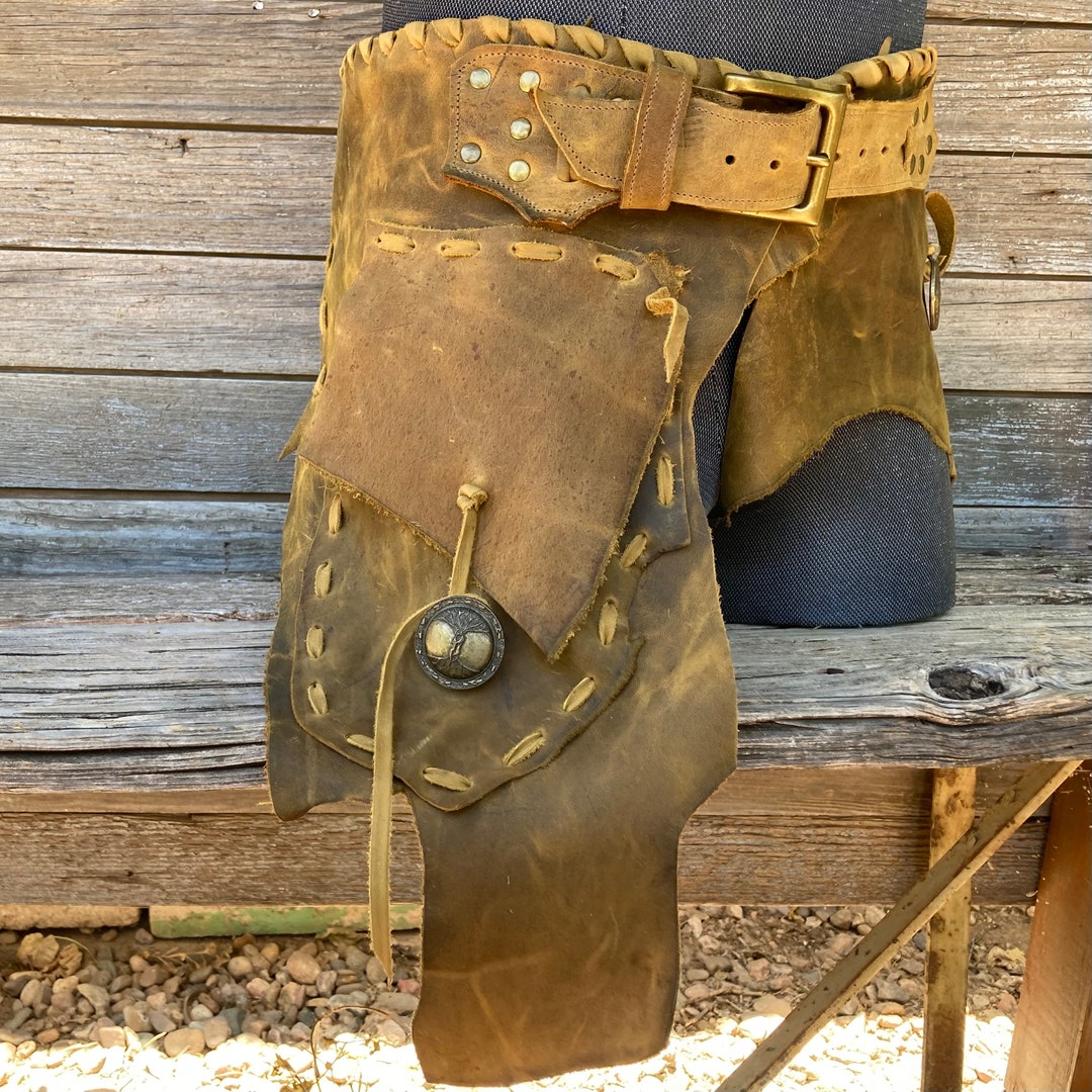 Primitive Tribal Mojave Sand Leather Wide Belt Antiqued Brass Hardware ...