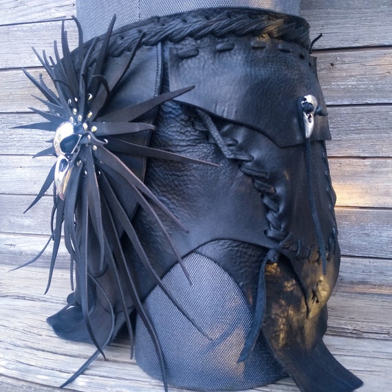 Primitive Tribal Black Wider Leather Belt W Feathering Nickel - Etsy