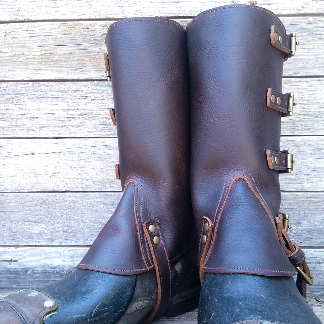 Taller Swiss Military Style Gaiters or Spats in Oiled Dark Brown ...