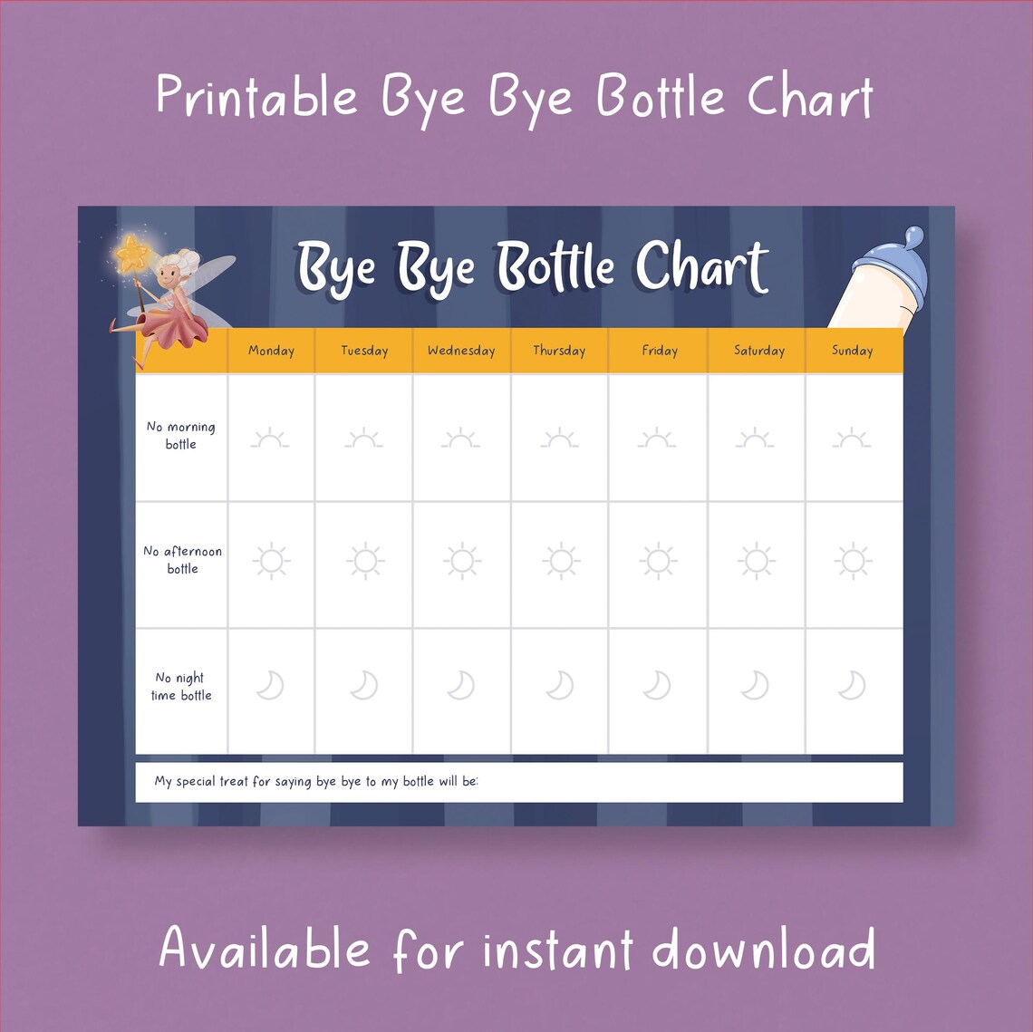 Toddler Bottle Weaning Reward Chart: Bottle Fairy Graduation (digital ...