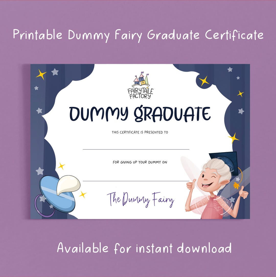 Dummy Fairy Graduate Certificate - Etsy