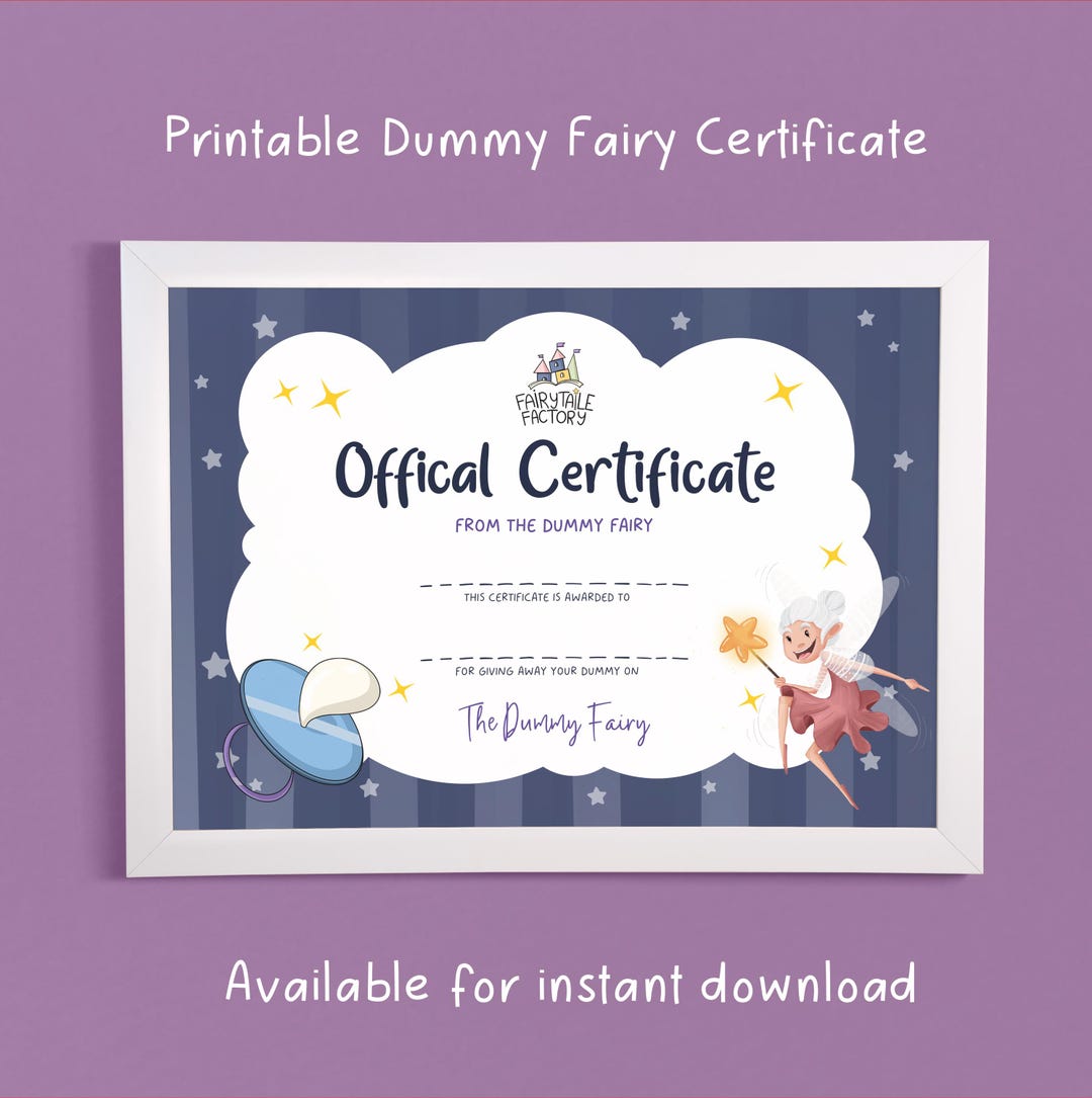 Dummy Fairy Certificate - Etsy