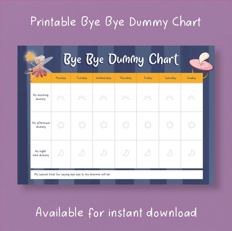 Dummy Weaning Reward Chart: Toddler Training (digital Download) - Etsy UK