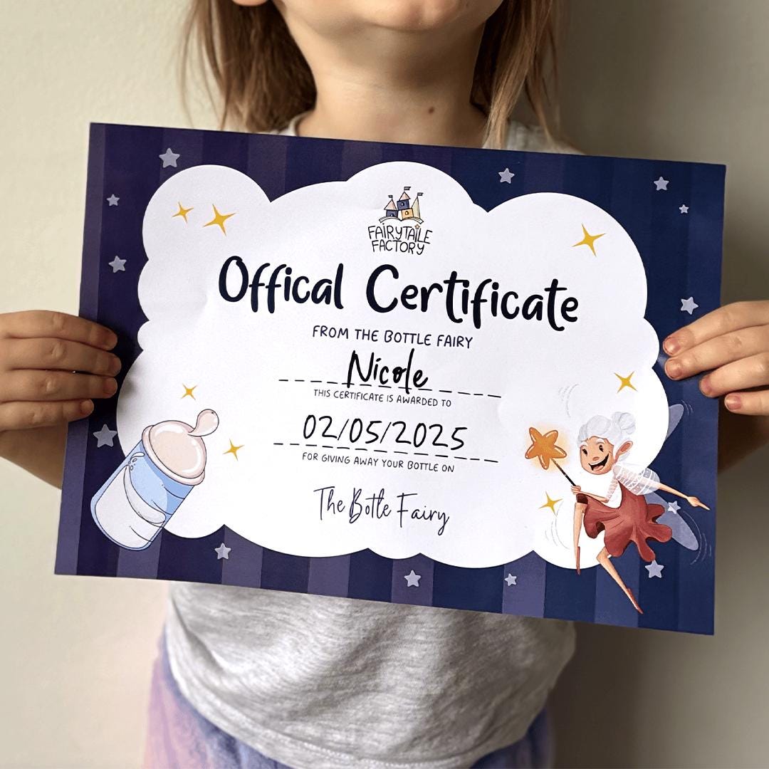 Bottle Fairy Certificate - Etsy