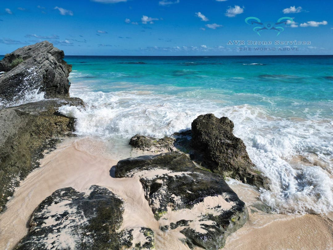 Bermuda Beach Print, Crashing Waves, Tropical Picture, Coastal Decor ...