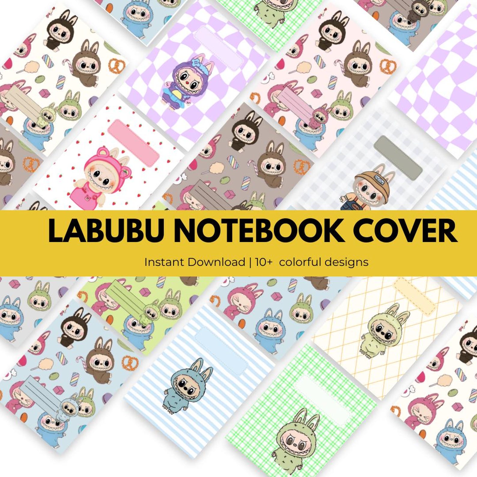 Labubu Notebook Cover 10+ Colorful Designs / Pastel Labubu / Notebook ...