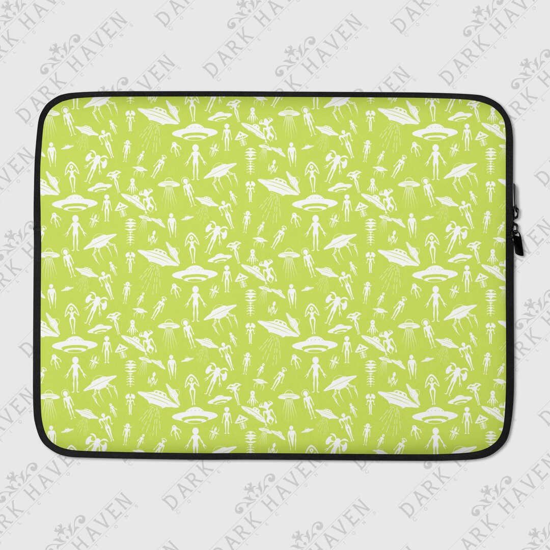 Lime Green Alien UFO Laptop Sleeve: Padded Neoprene Computer Case - Etsy