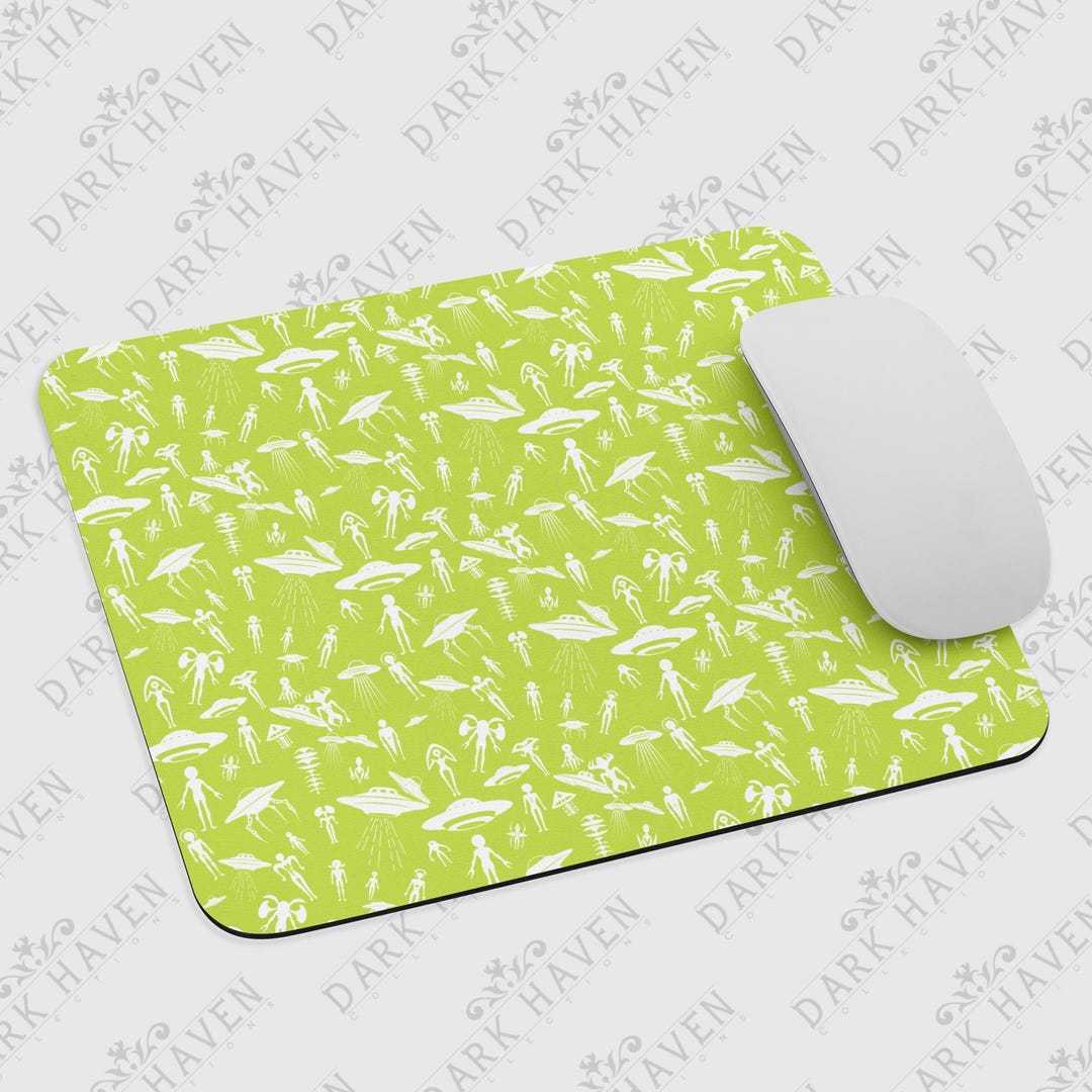 Lime Green Alien UFO Mouse Pad: Tech Gaming Accessory - Etsy