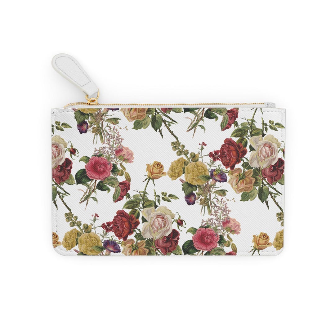 Vintage Roses Mini Clutch: Floral Print Faux Leather Coin Purse - Etsy