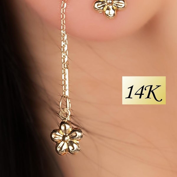 Flower Threader Earrings - Etsy