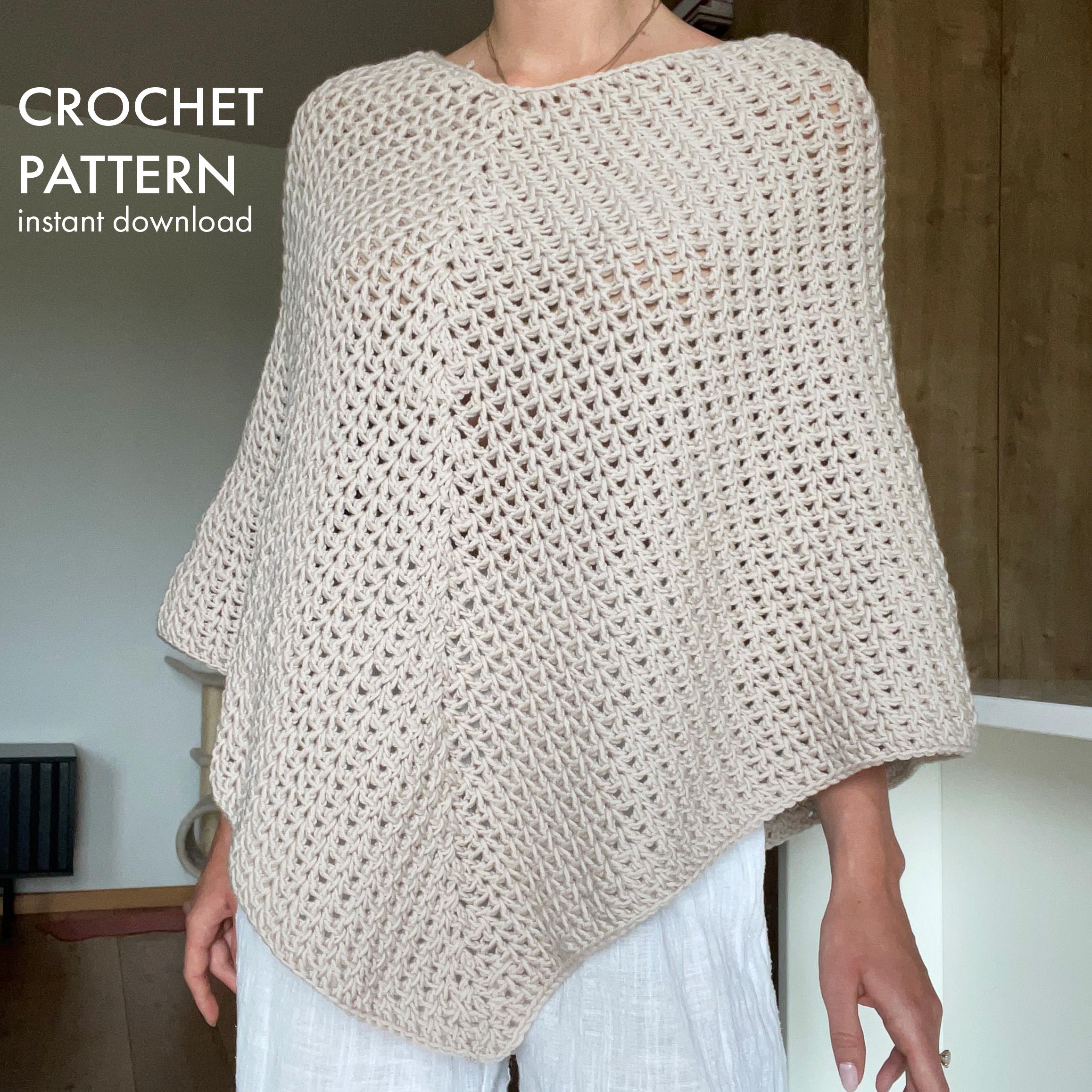 Crochet Poncho Pattern PDF – Easy Reversible Poncho – One Piece ...