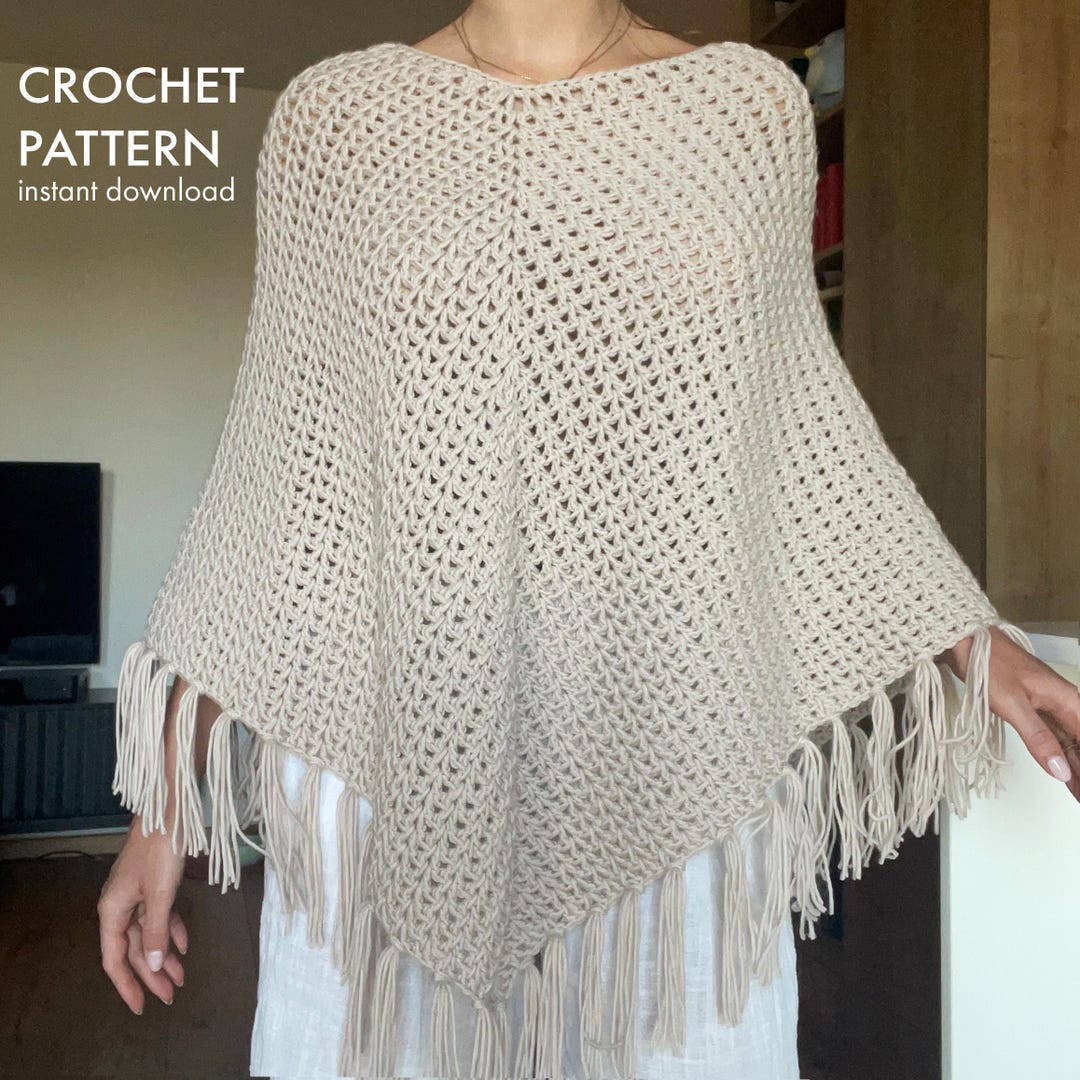Fringe Poncho Crochet PDF Pattern: Easy Boho Style (PDF) - Etsy