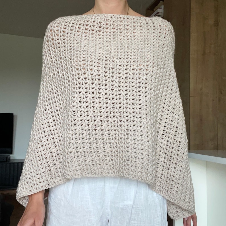 Crochet Poncho Pattern PDF – Easy Reversible Poncho – One Piece ...