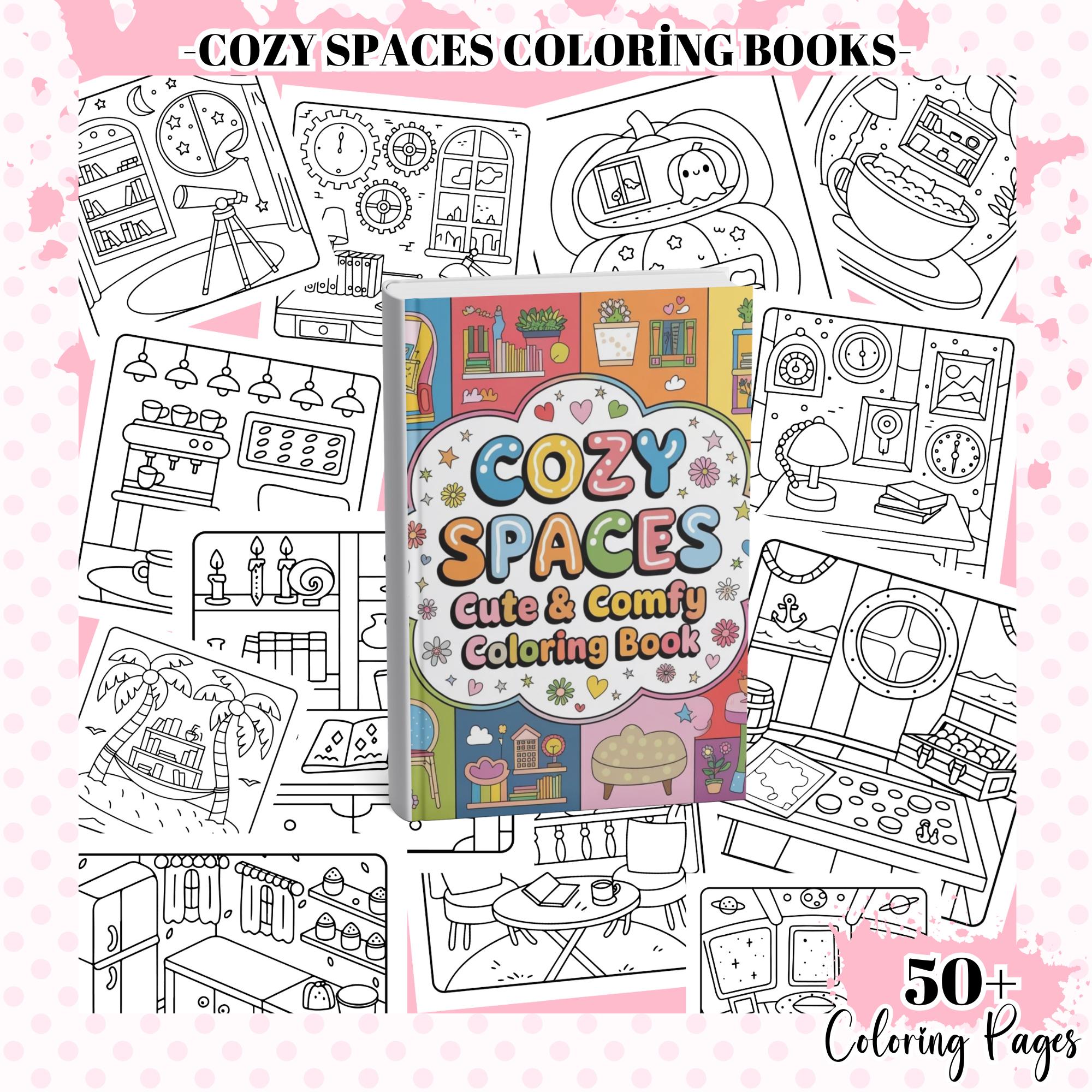 Cozy Spaces Coloring Book, Relaxing Pages for Adults, Teens (PDF-PNG ...