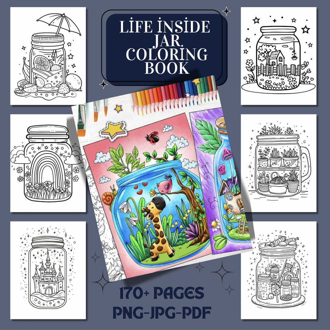 Life Inside Jar Coloring Book , Jar Coloring Pages , Cute Coloring Book ...
