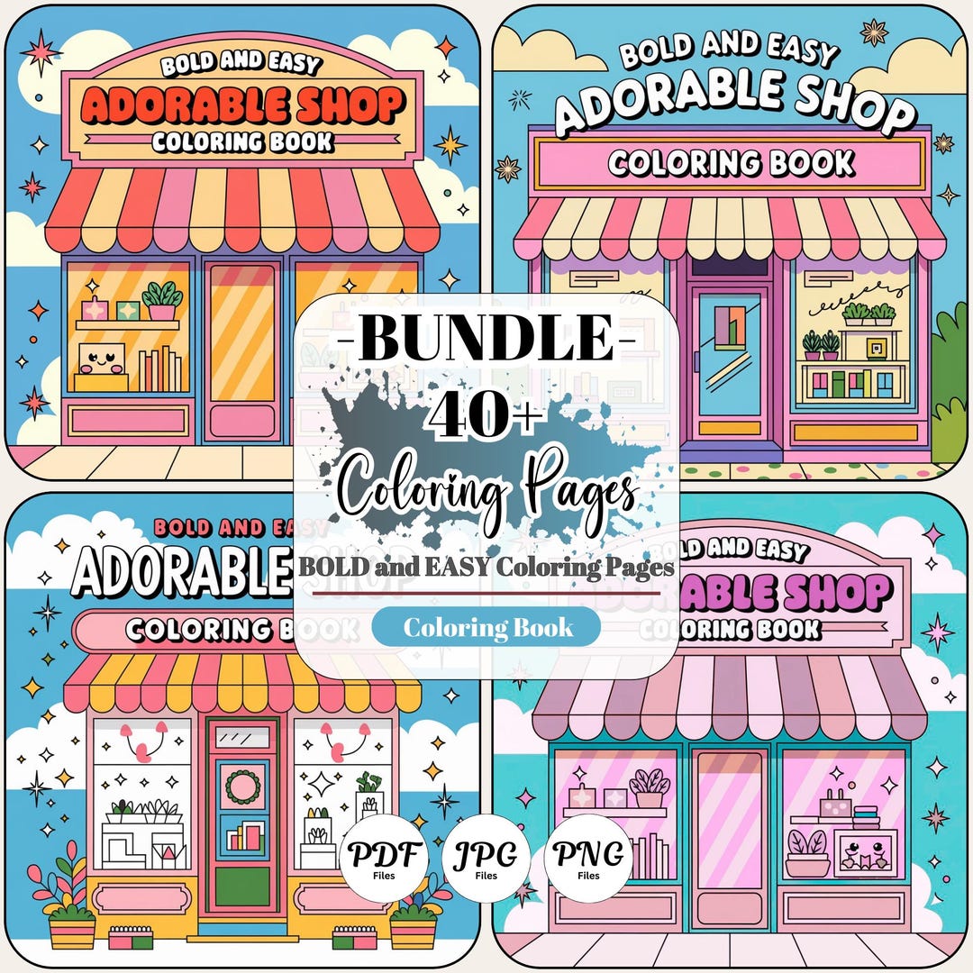 Adorable Shop Coloring Pages, Bold and Easy (digital Download) - Etsy