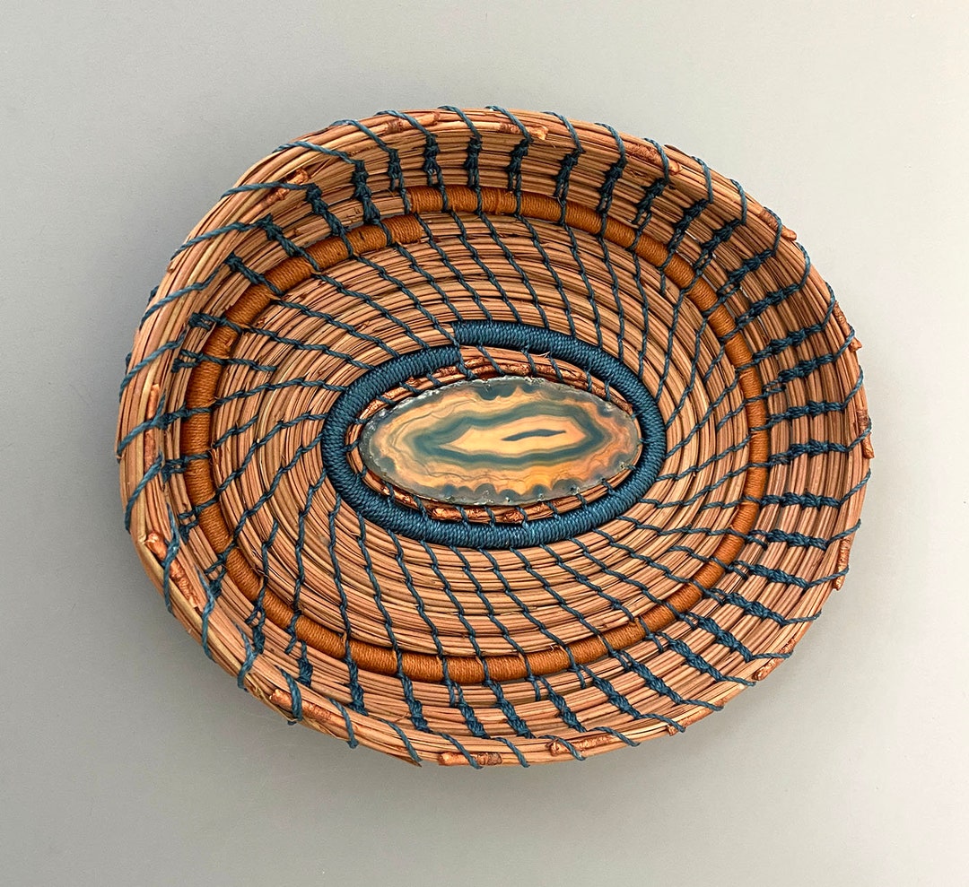 Pine Needle Basket Turquoise/copper Agate Slab Center Item 1261 by ...