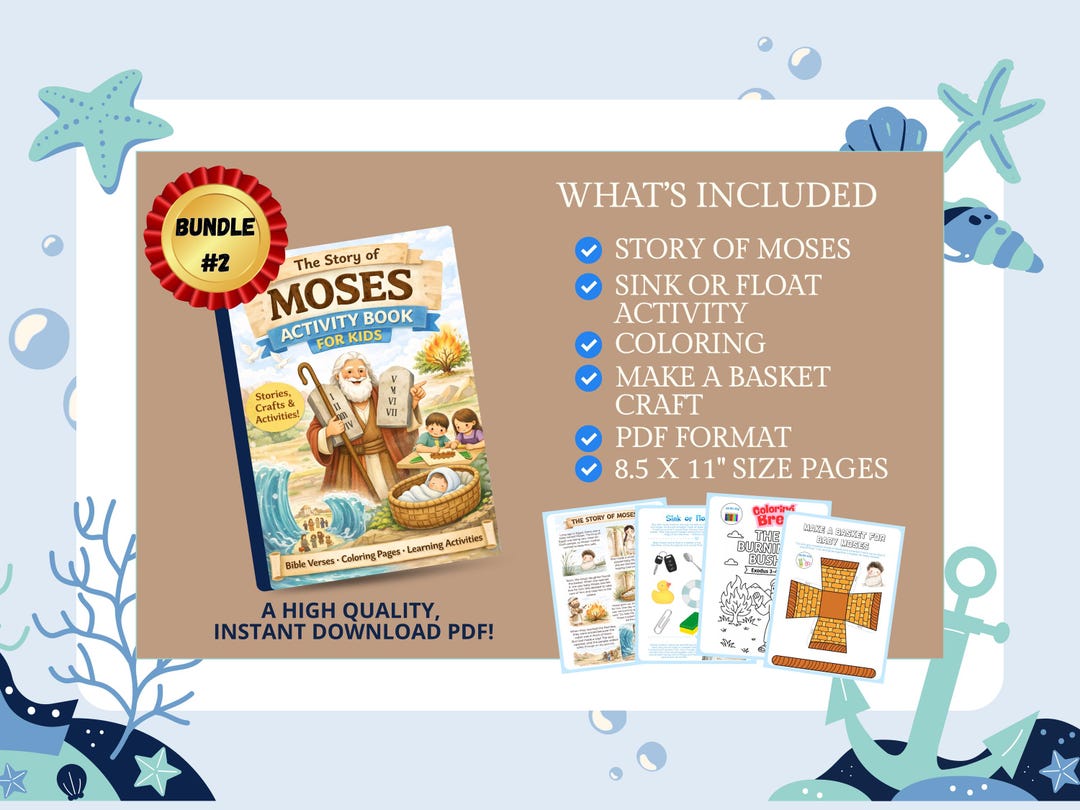 Story of Moses Activity Bundle | Bible Crafts, Coloring, Science ...