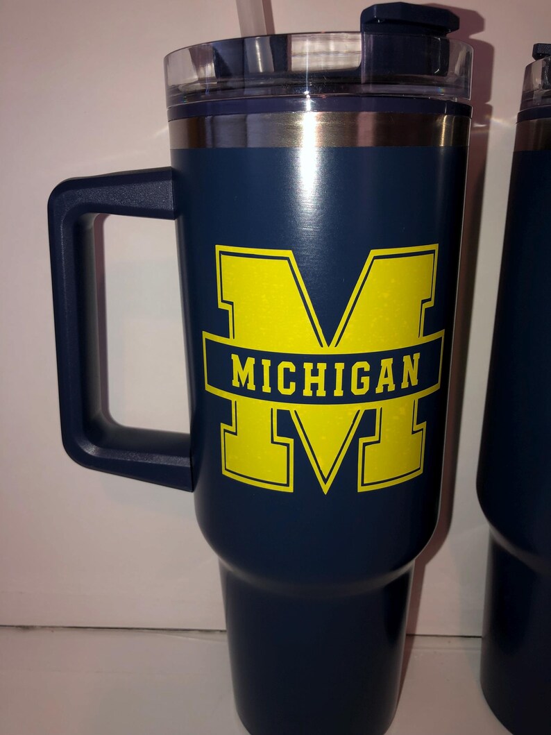 Michigan Wolverine 40 Oz Tumbler /beer Mug/ GO BLUE Shot Glasses SET of ...